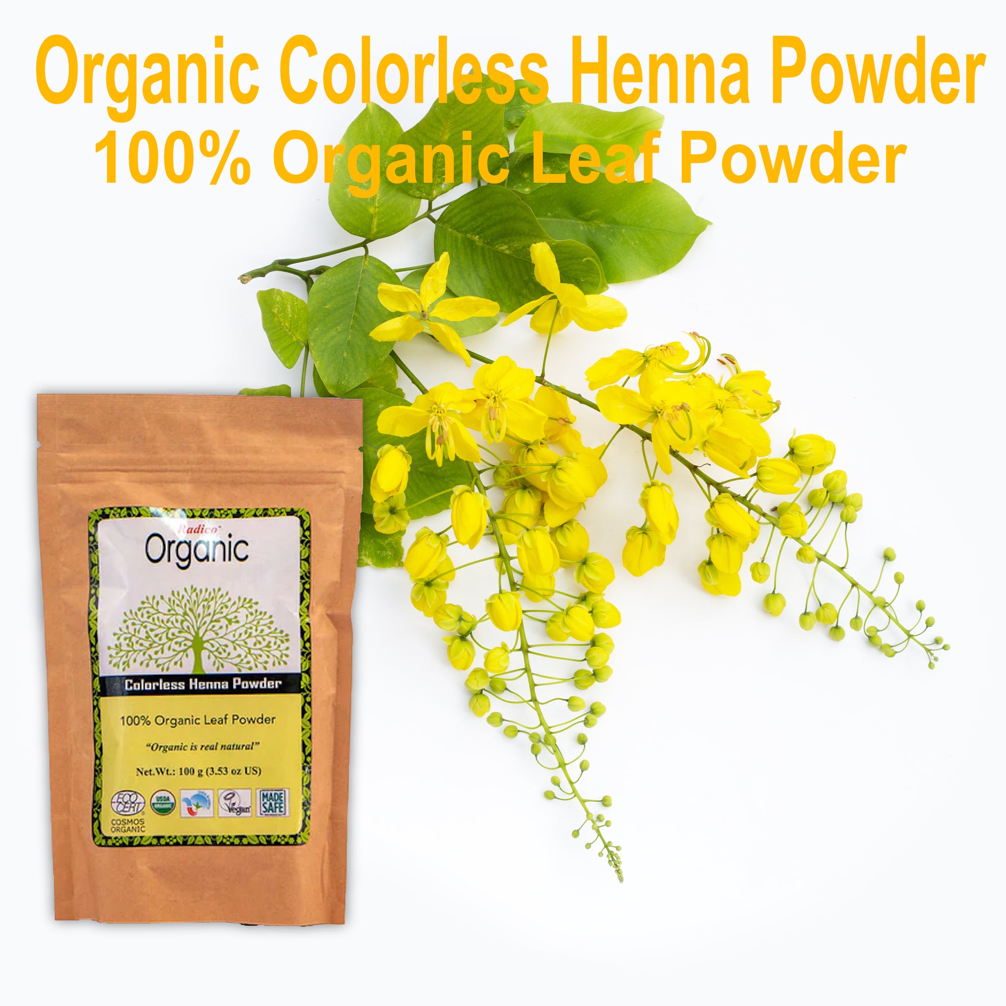 Organic Colorless Henna Leaf Powder For Hair – Radico USA